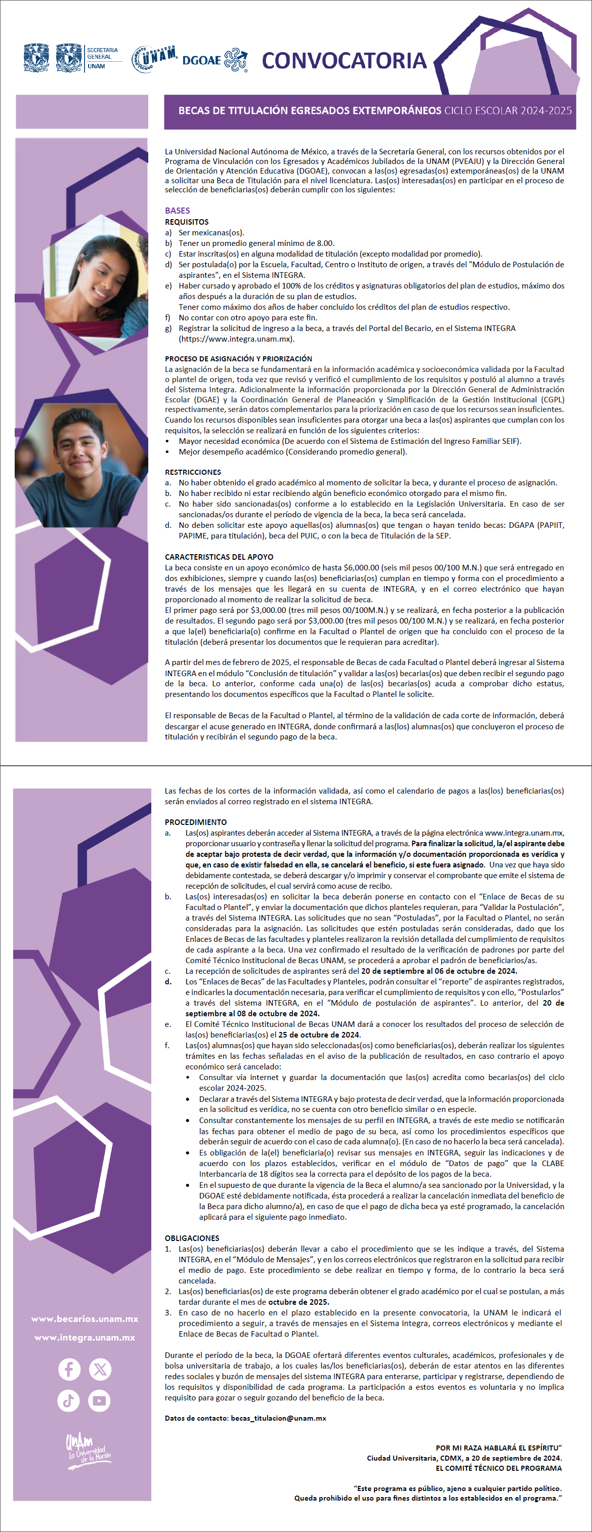 Becas de Titulación del Programa de Vinculación con los Egresados de la ...